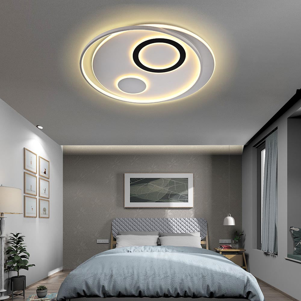 DIY 4-Circle Ring Ceiling Light Flush Mount with Remote 70W 30"